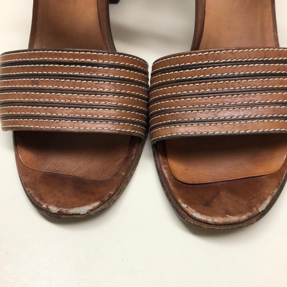 Gucci | Shoes | Gucci Vintage Authentic Leather Stack Heel Sandal ...